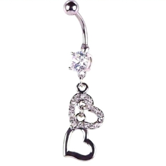 Jewelry | 322 Rhinestone Heart Belly Ring | Poshmark